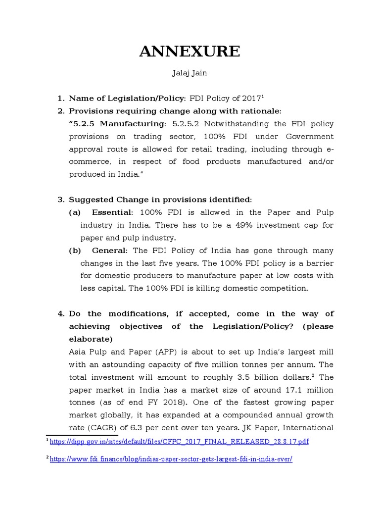 Annexure 4 | PDF | Foreign Direct Investment | Economies