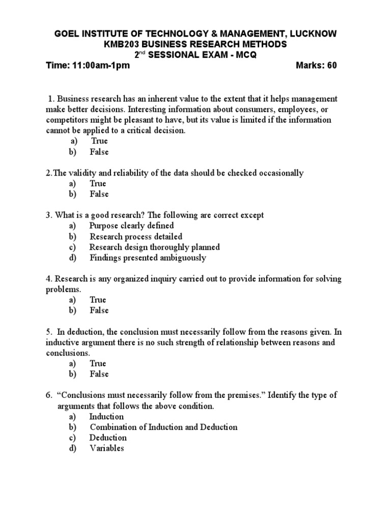 BRM MCQ 60 22 April | PDF | Sampling (Statistics) | Research Design