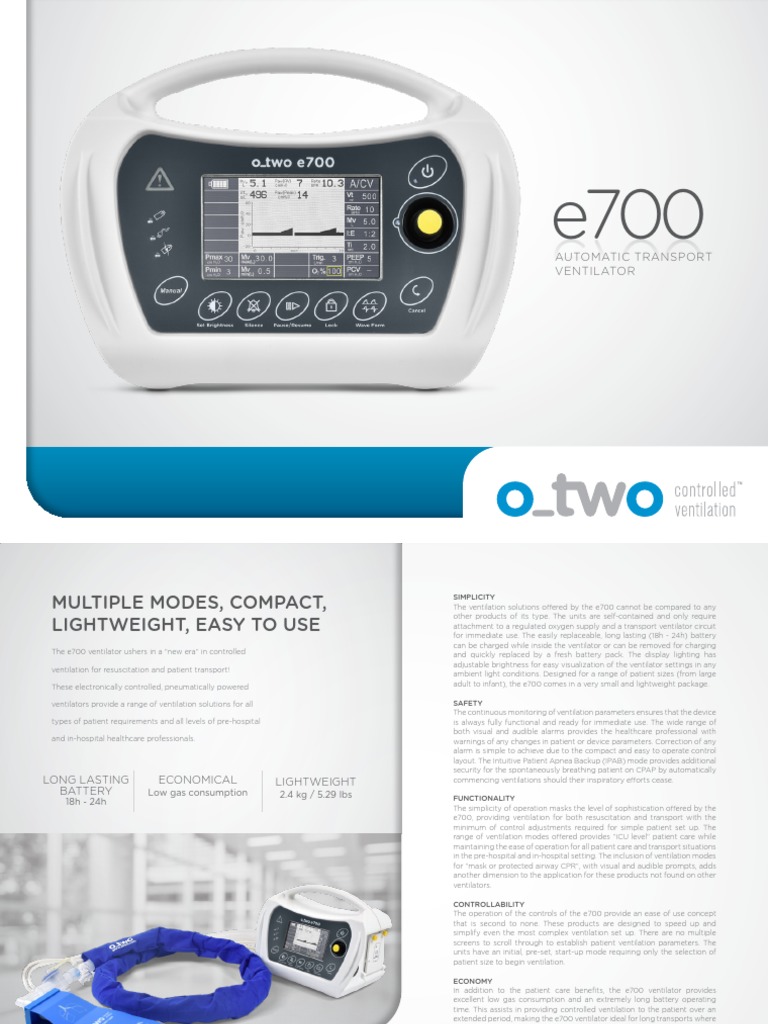 Otwo Specification-Sheet E700 15PL1019 Rev10 Nov 2019 | PDF | Breathing ...