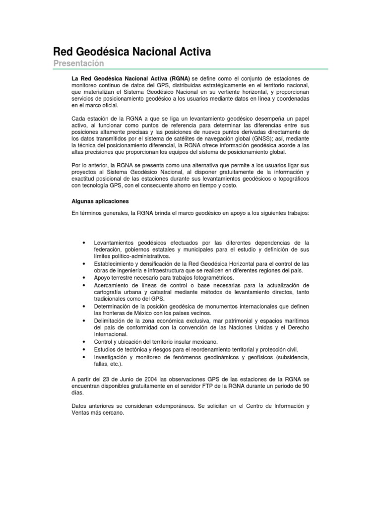Red Geodesica Nacional Activa PDF | PDF | Sistema de Posicionamiento ...
