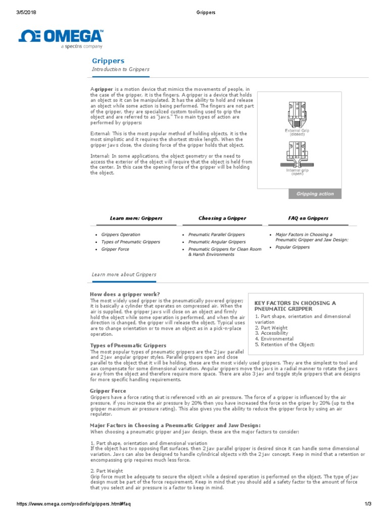 Grippers PDF | PDF | Pneumatics | Force