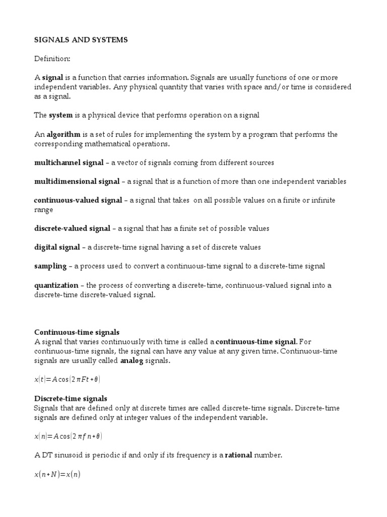 Signals and Systems | PDF | Discrete Time And Continuous Time | Digital Signal Processing