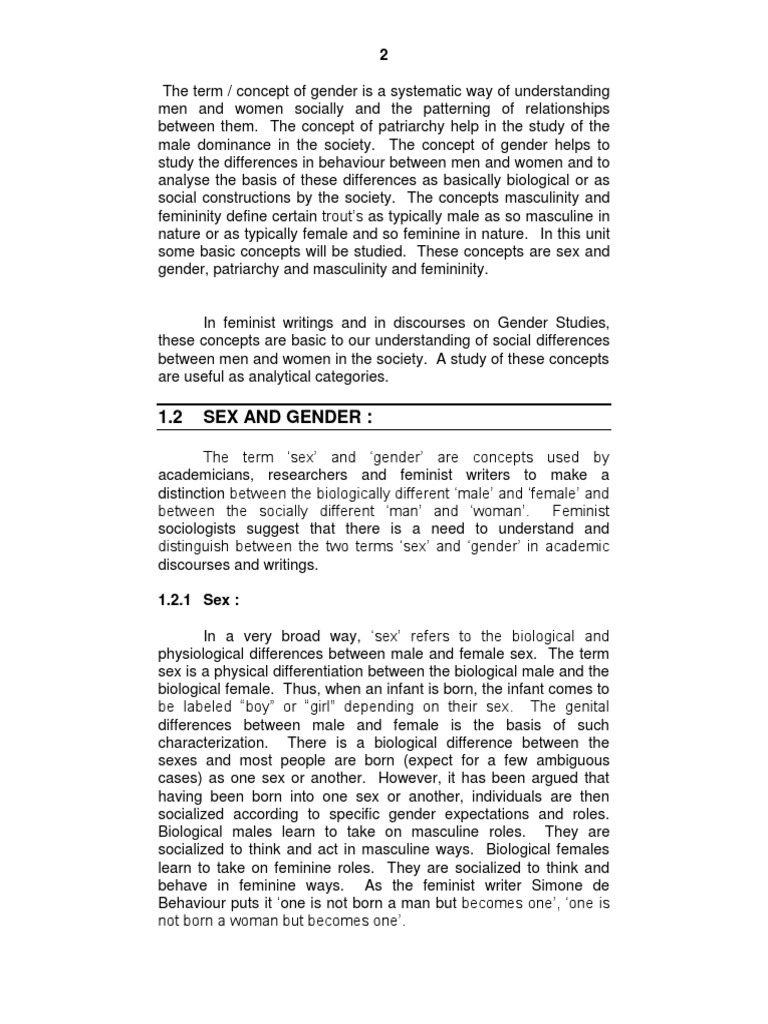 Concepts On Gender and Sex and Other Important Concepts in Gender ...