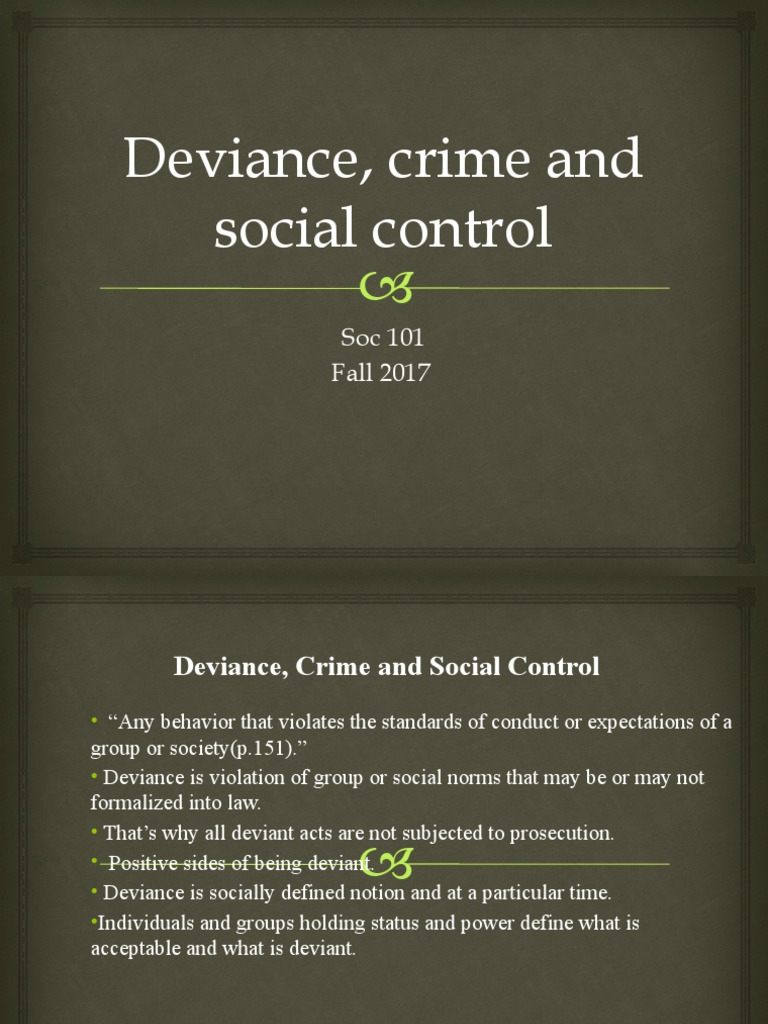 Deviance, Crime and Social Control | PDF | Deviance (Sociology ...