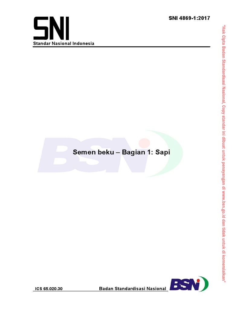 SNI 4869-1-2017 Semen Beku - Bagian 1 Sapi PDF | PDF