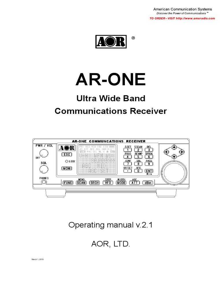AOR AR-ONE Operating Manual | PDF | Frequency Modulation | Radio Spectrum
