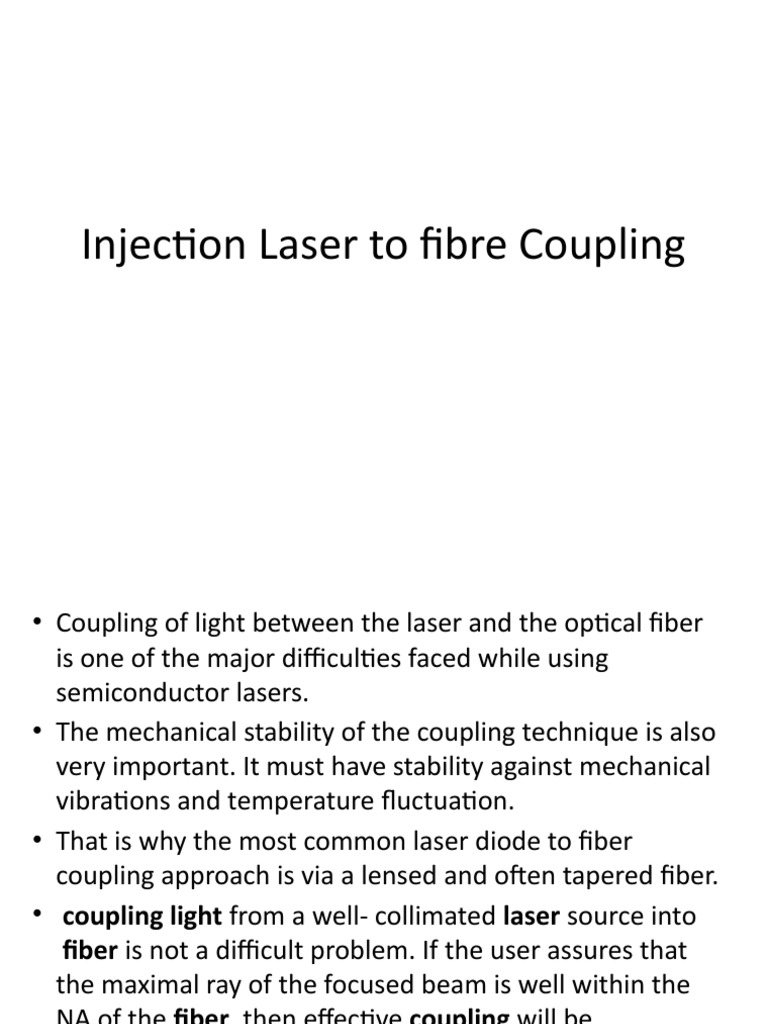 Injection Laser To Fibre Coupling | PDF | Laser | Laser Diode
