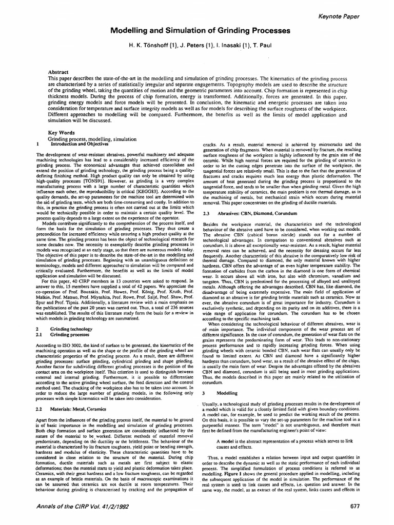 Modelling and Simulation of Grinding Processes | PDF | Grinding (Abrasive Cutting) | Fracture