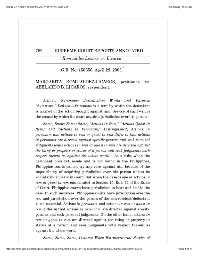 762 Supreme Court Reports Annotated: Romualdez-Licaros vs. Licaros ...