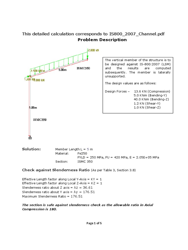 IS800:2007 Channel Member Design Analysis | PDF | Strength Of Materials ...