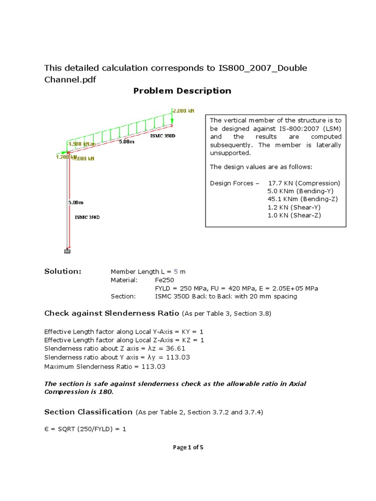 This Detailed Calculation Corresponds To IS800 - 2007 - Double Channel ...