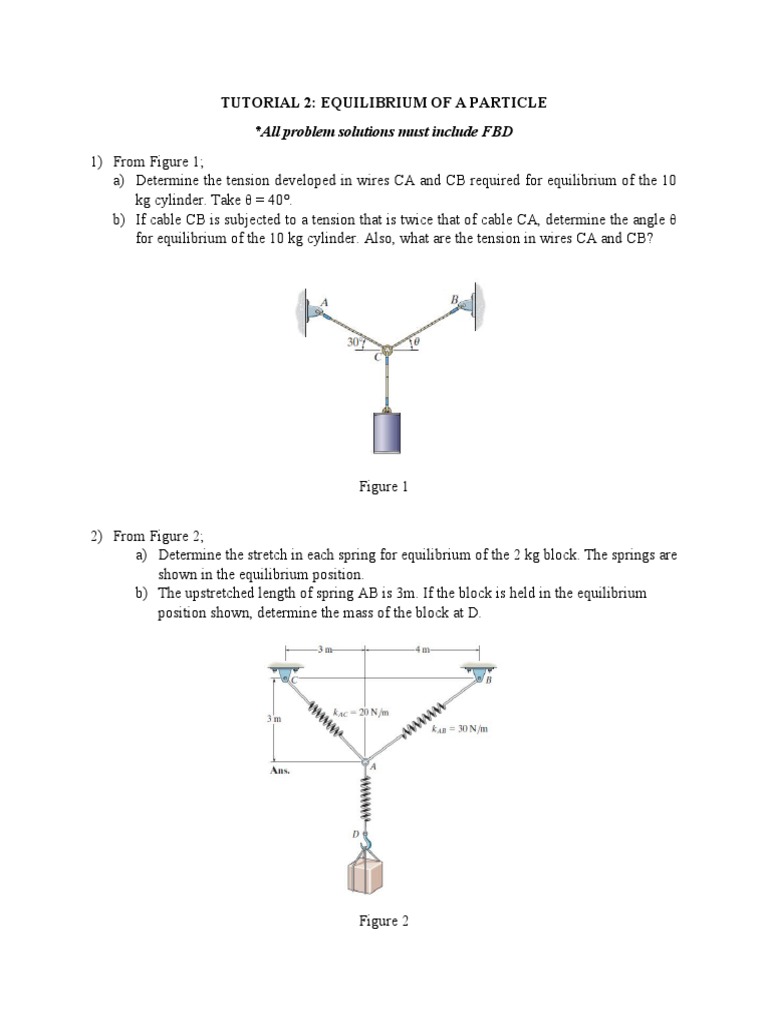 Tutorial 2: Equilibrium of A Particle: All Problem Solutions Must ...
