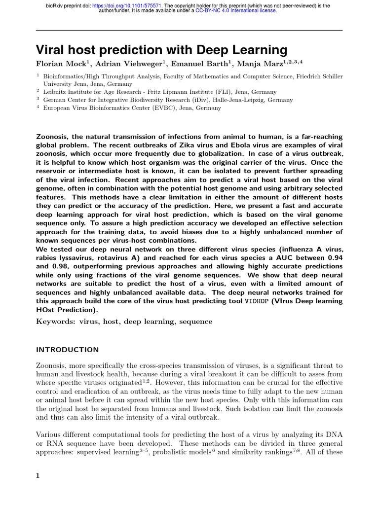 Viral Host Prediction With Deep Learning | PDF | Dna Sequencing | Virus