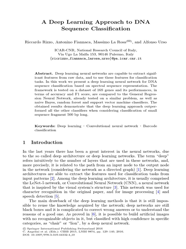 A Deep Learning Approach To DNA Sequence Classification: (Ricrizzo ...