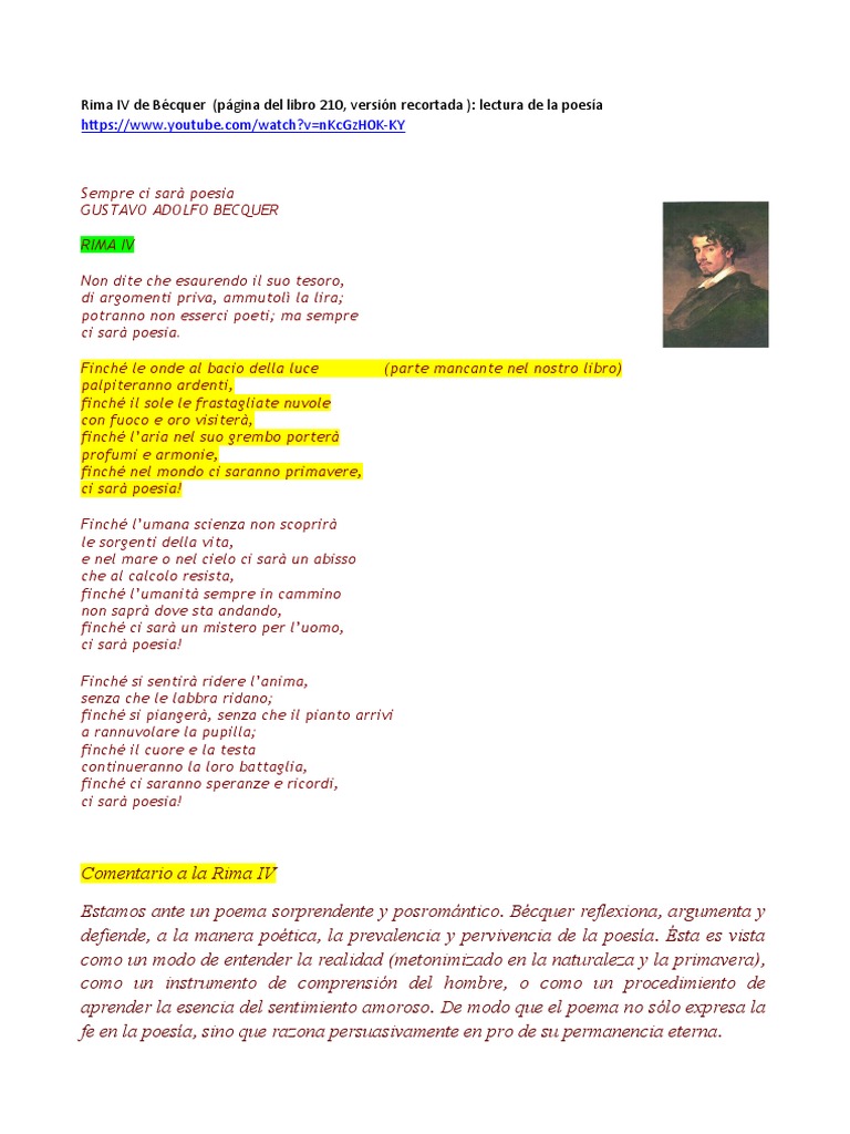 Rima IV de Bécquer | PDF | Poética | Fonética