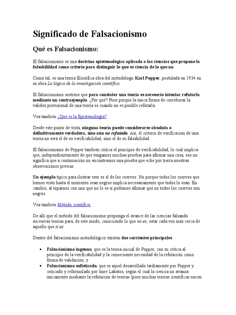 Falsacionismo: Ciencia y Refutación | PDF | Karl Popper | Método científico
