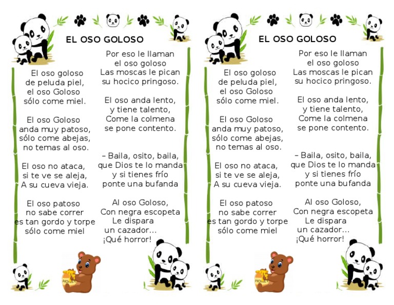 Poesia El Oso Goloso | PDF