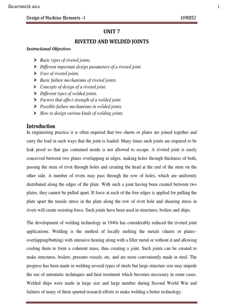 Mech-V-Design of Machine Elements I U7 PDF | PDF | Rivet | Strength Of ...