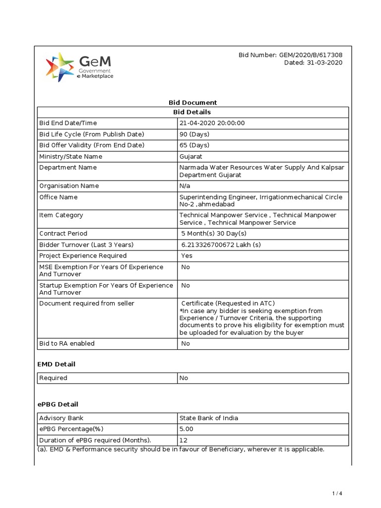 Gujarat Technical Manpower Bid | PDF | Salary | Private Law