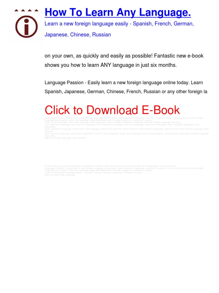 Learn Any Language in 6 Months | PDF