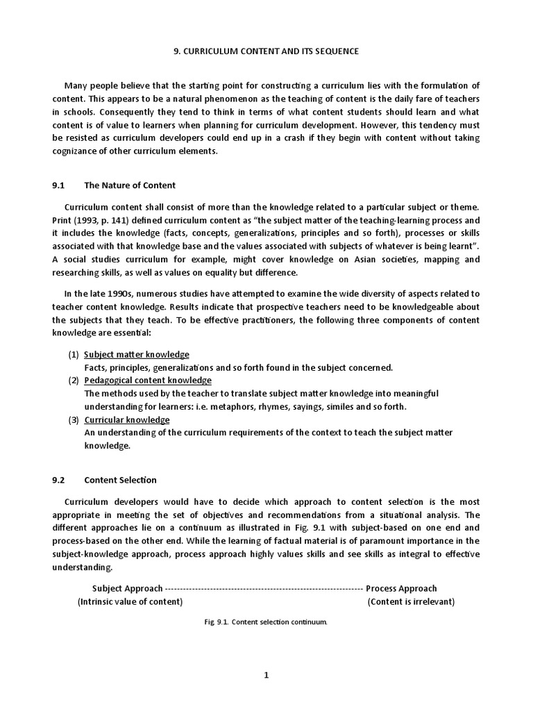 Curriculum Content and Selection Criteria | PDF | Curriculum | Validity ...