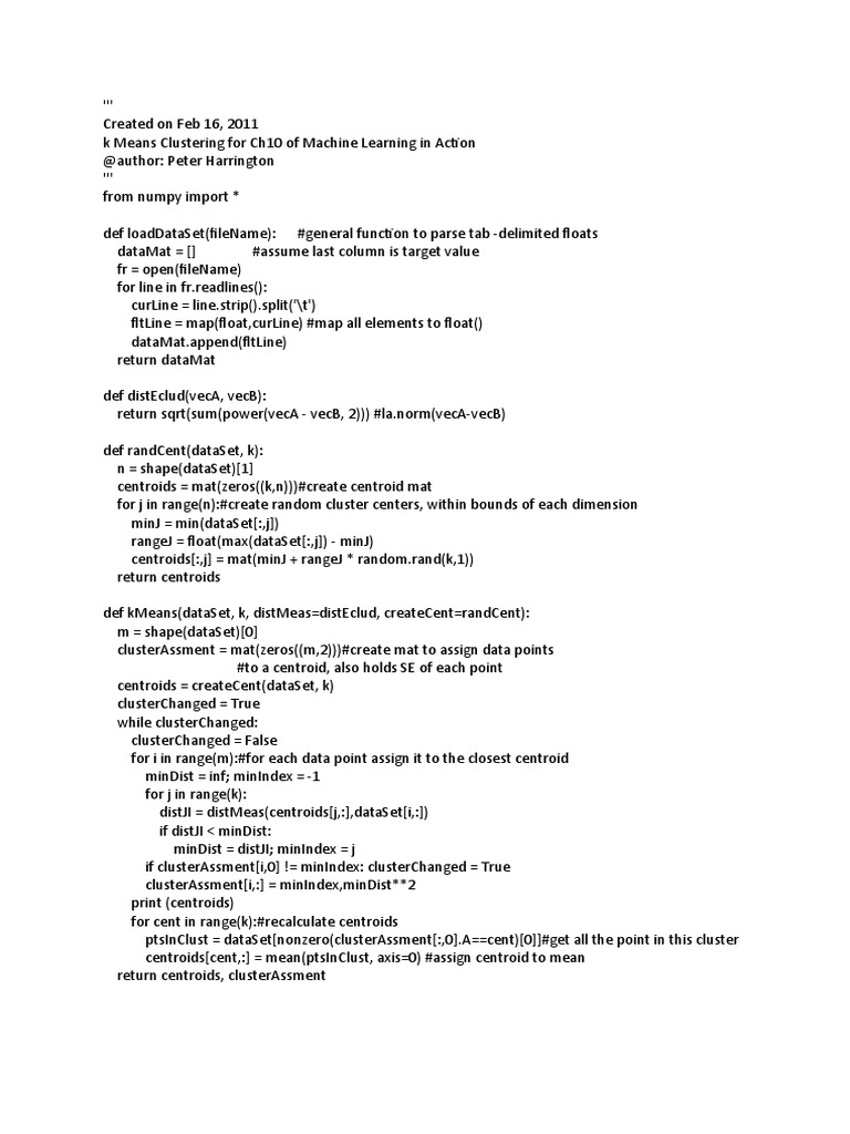 K-Means Clustering Python | PDF | Learning | Statistics