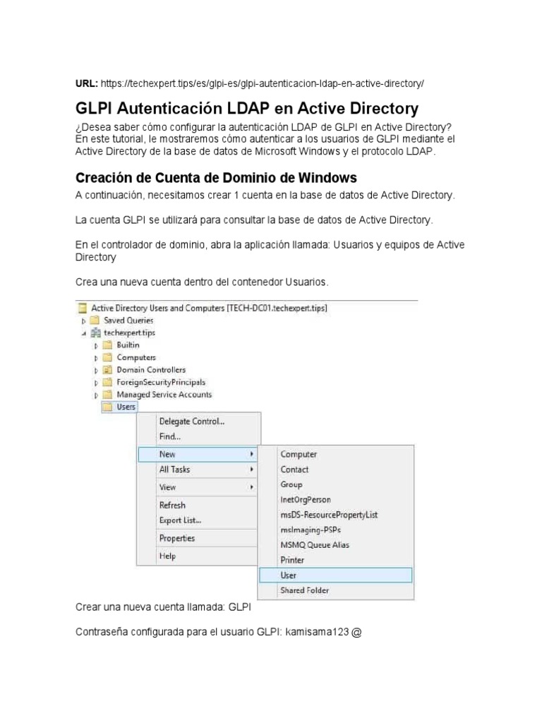 GLPI - Configurando LDAP | PDF | Directorio Activo | Autenticación
