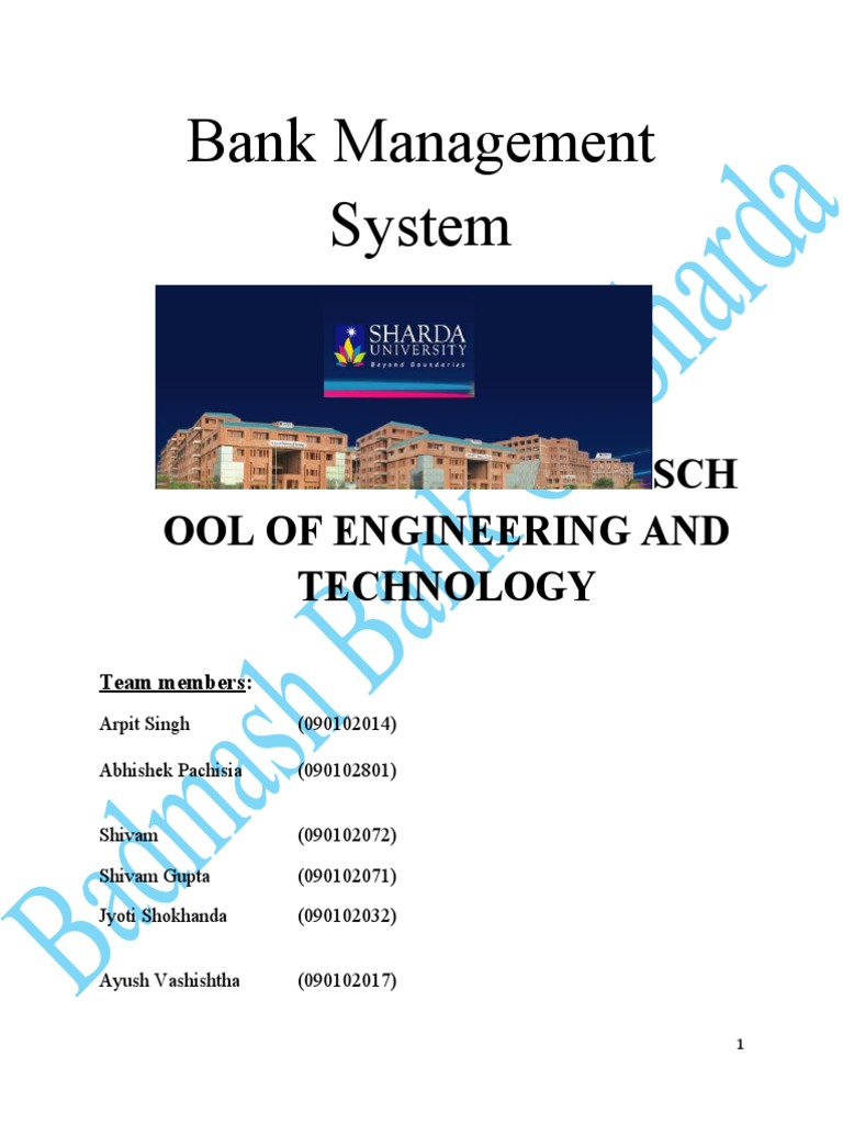 Bank Management System Project Report | PDF | Databases | Software