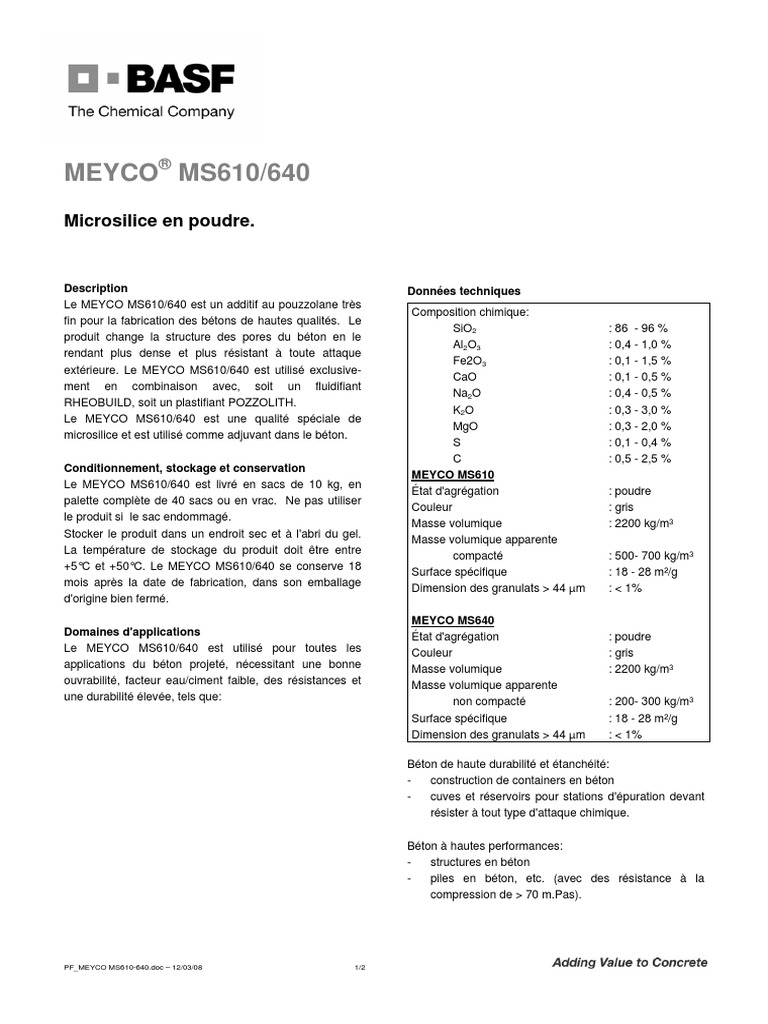 Meyco MS 610 - French | PDF | Béton | Chimie