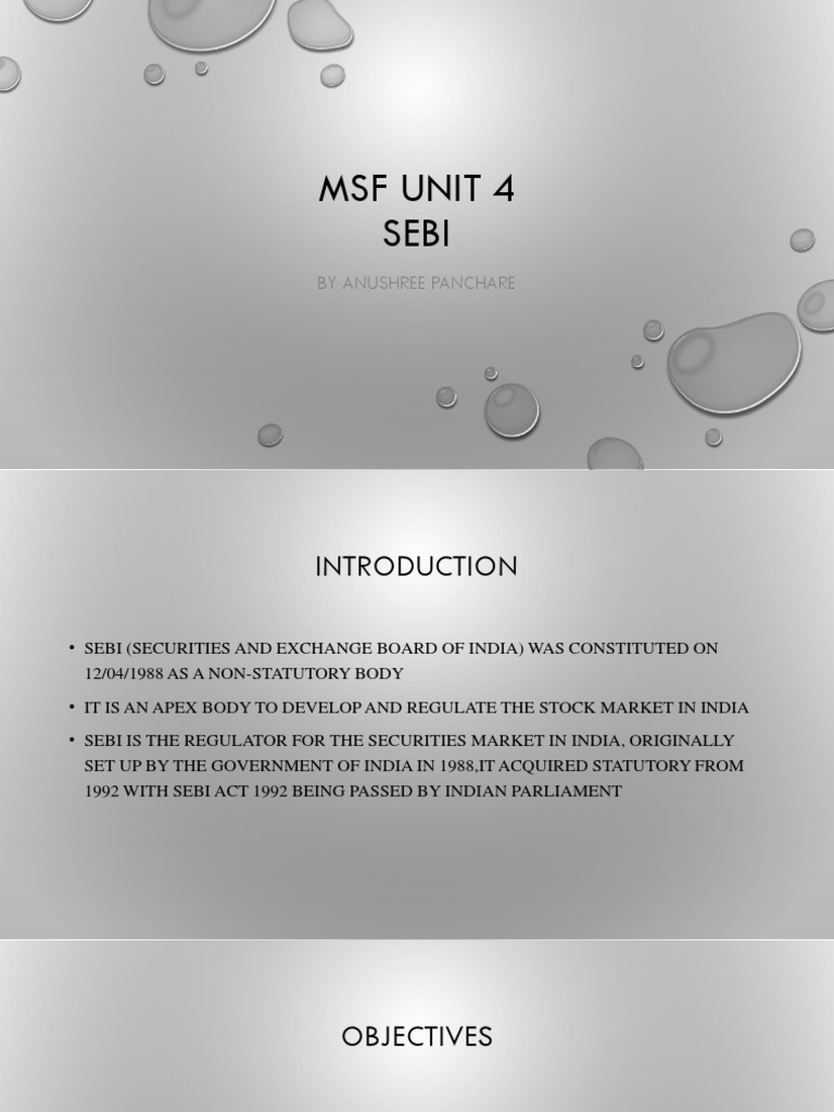 MSF Unit 4 Sebi: by Anushree Panchare | PDF
