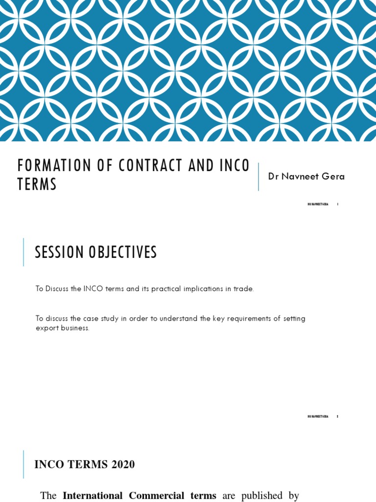 Formation of Contract and Inco Terms: DR Navneet Gera | Download Free ...