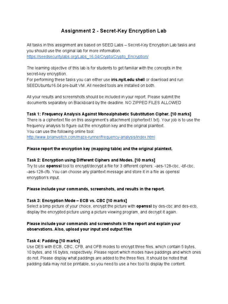 Assignment 2 - Secret-Key Encryption Lab | PDF | Secure Communication | Security Engineering