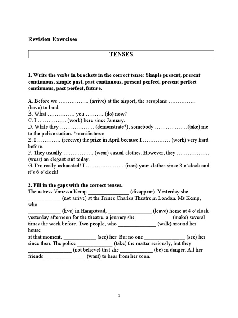 Revision Exercises | PDF | Grammatical Tense | Linguistics