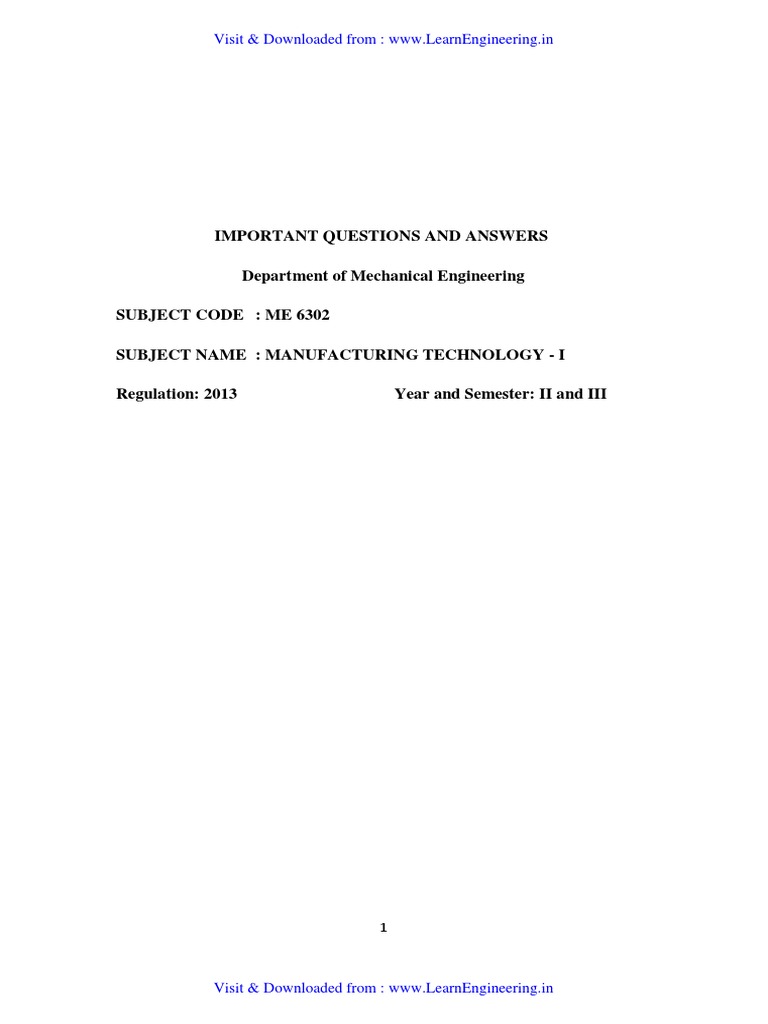 ME6302-SCAD-MSM-by WWW - LearnEngineering.in | PDF | Casting (Metalworking) | Welding