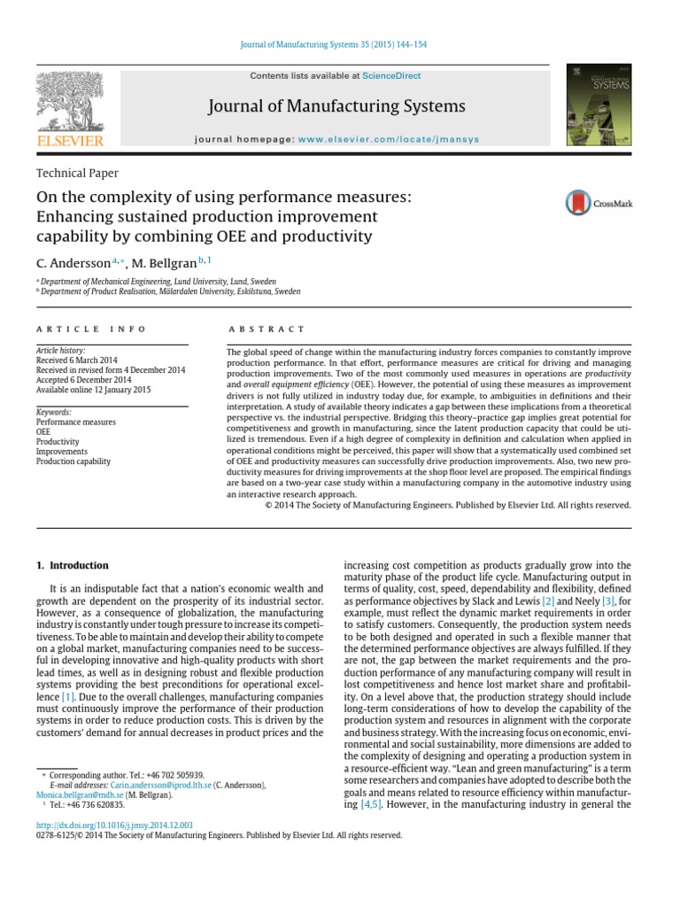 Journal of Manufacturing Systems: C. Andersson, M. Bellgran | Download ...