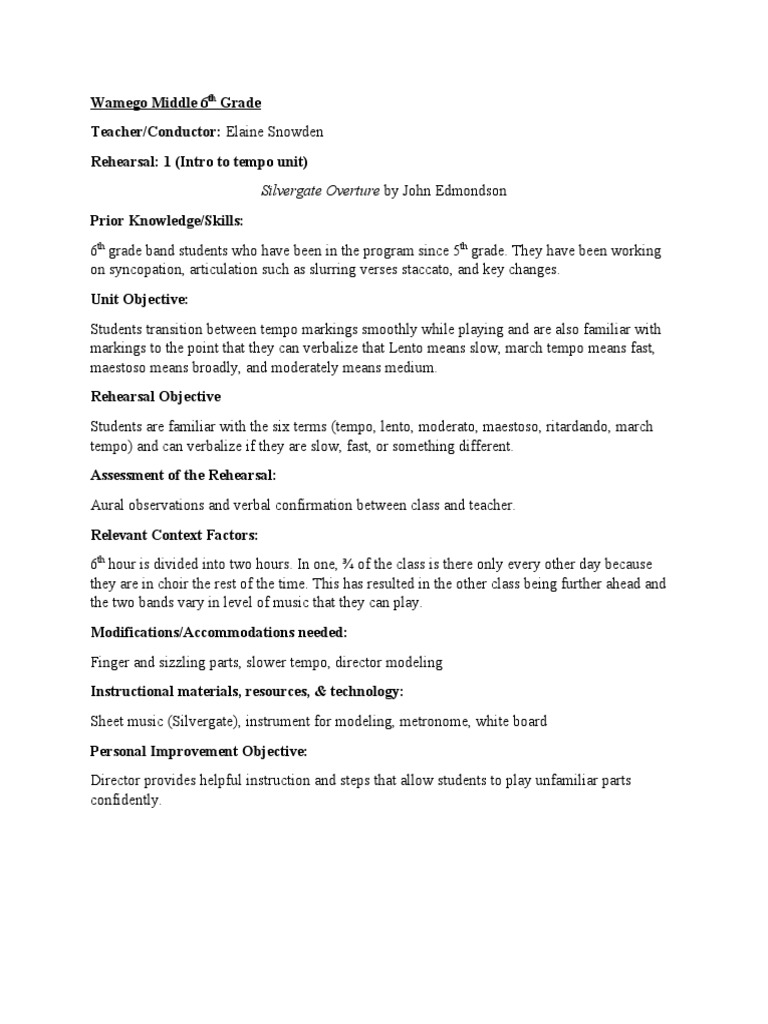 Tempo Lesson 1 Pdf Tempo Behavior Modification