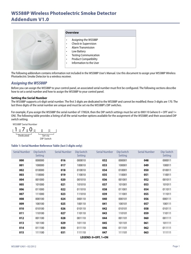 WS588P Wireless Photoelectric Smoke Detector Addendum V1.0 | PDF ...