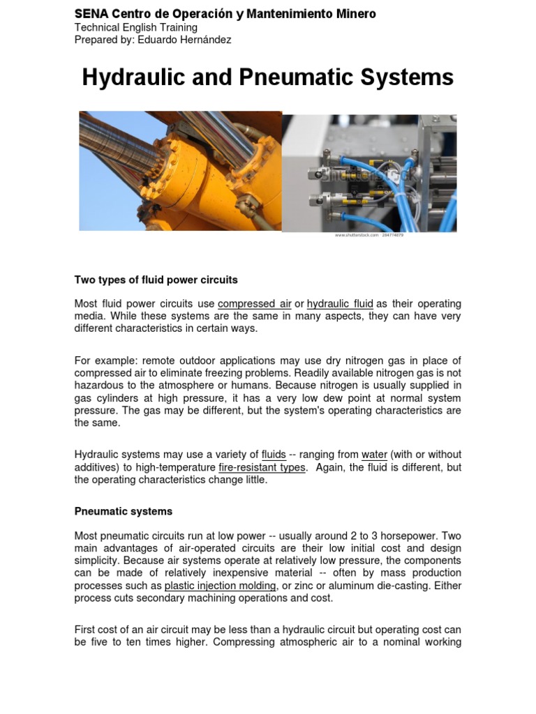 Hydraulic and Pneumatic Systems: Two Types of Fluid Power Circuits ...