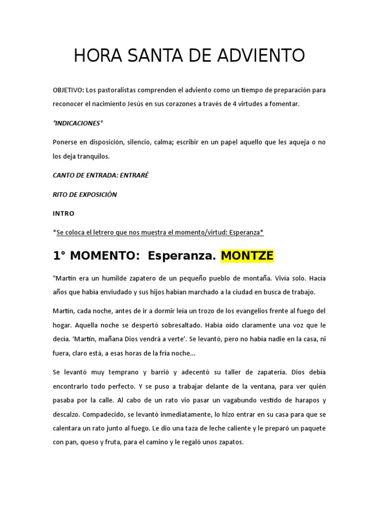 HORA SANTA DE ADVIENTO | PDF | Cristo (título) | Paz