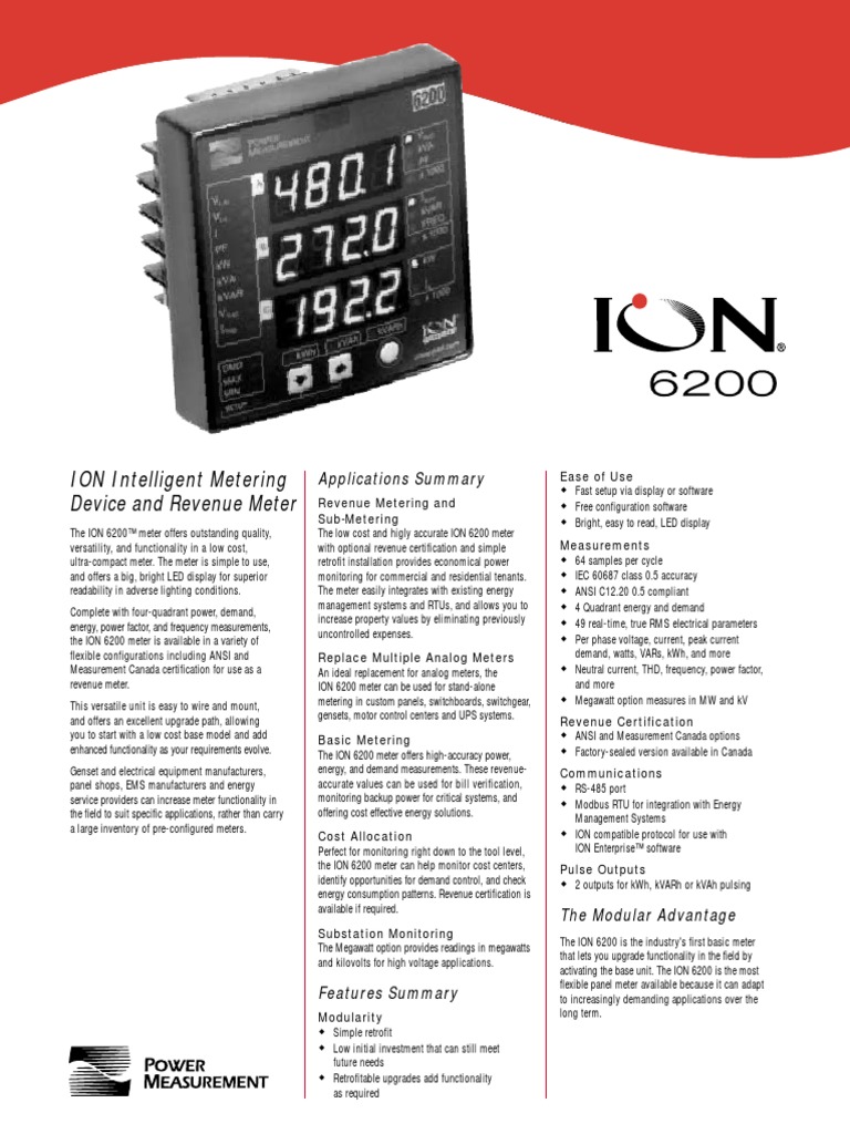 ION Intelligent Metering Device and Revenue Meter: Applications Summary ...