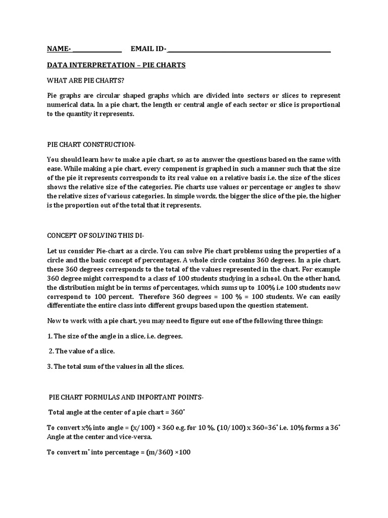 DATA INTERPRETATION Practice Sheet | PDF | Pie Chart | Teaching Mathematics