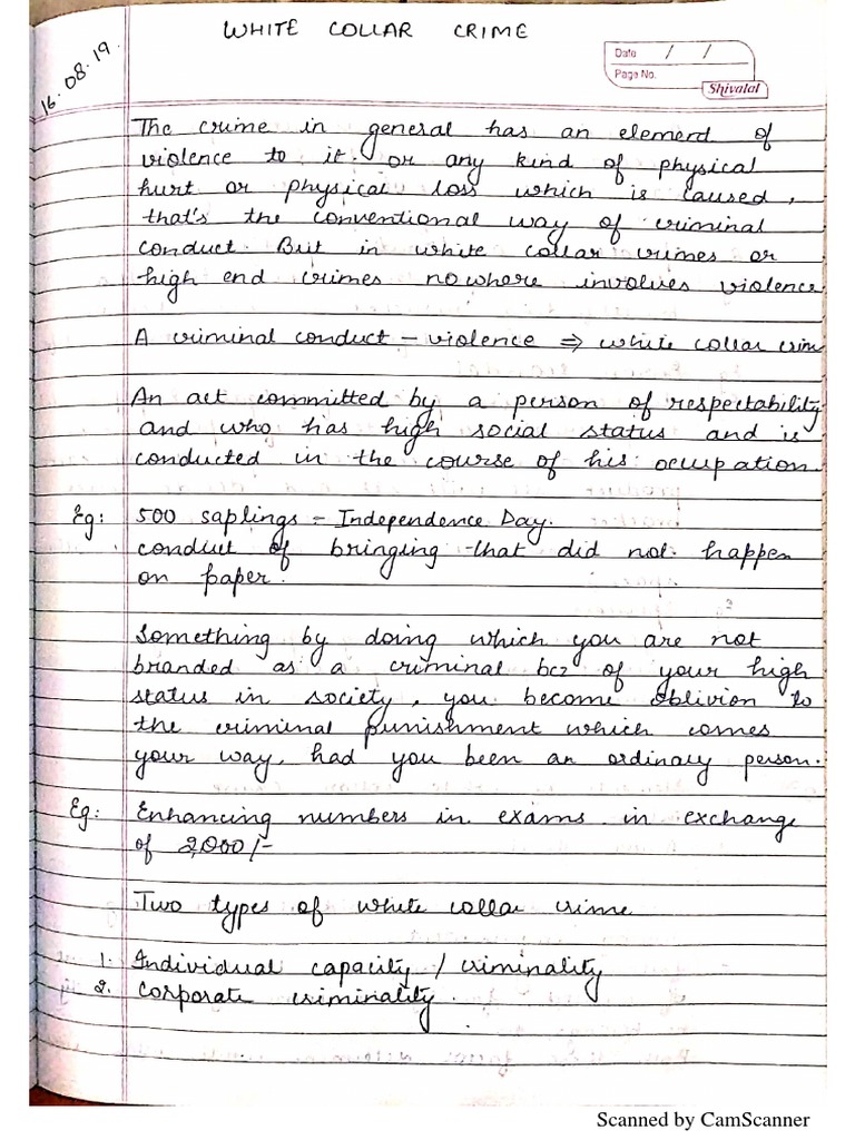 WHITE COLLAR CRIME NOTES Personal | PDF