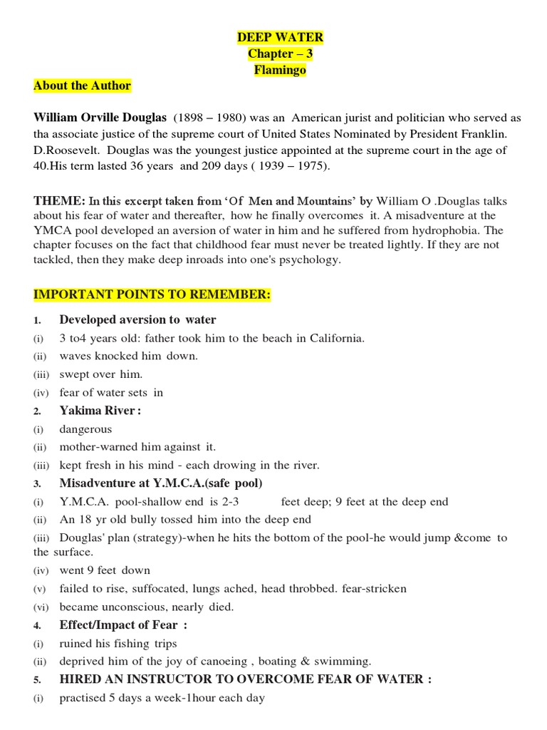 Deep Water Chapter - 3 Flamingo About The Author William Orville ...