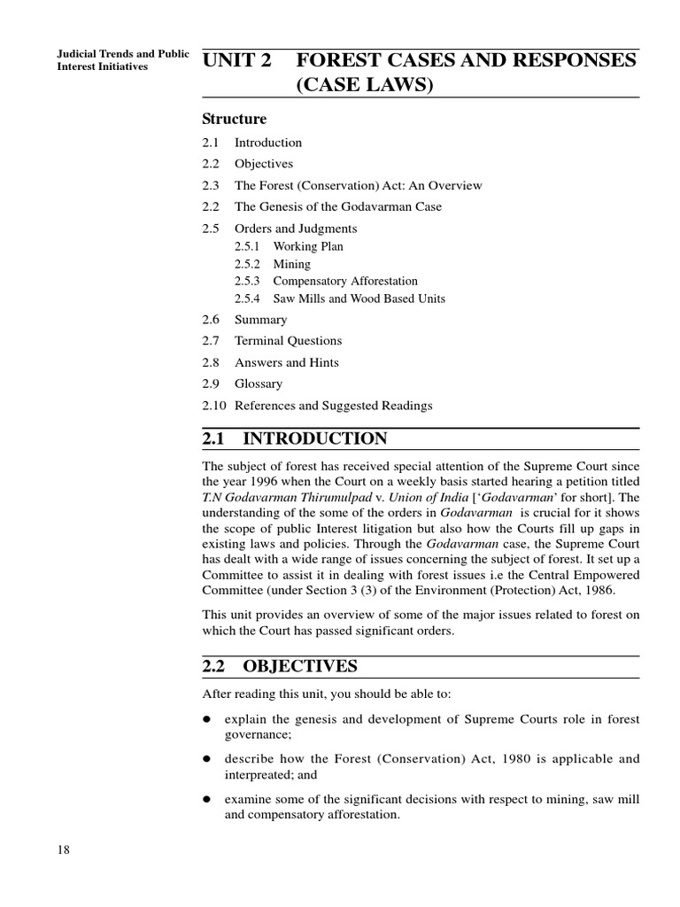 Unit 2 Forest Cases and Responses (Case Laws) : Structure | PDF | Supreme Court Of India ...