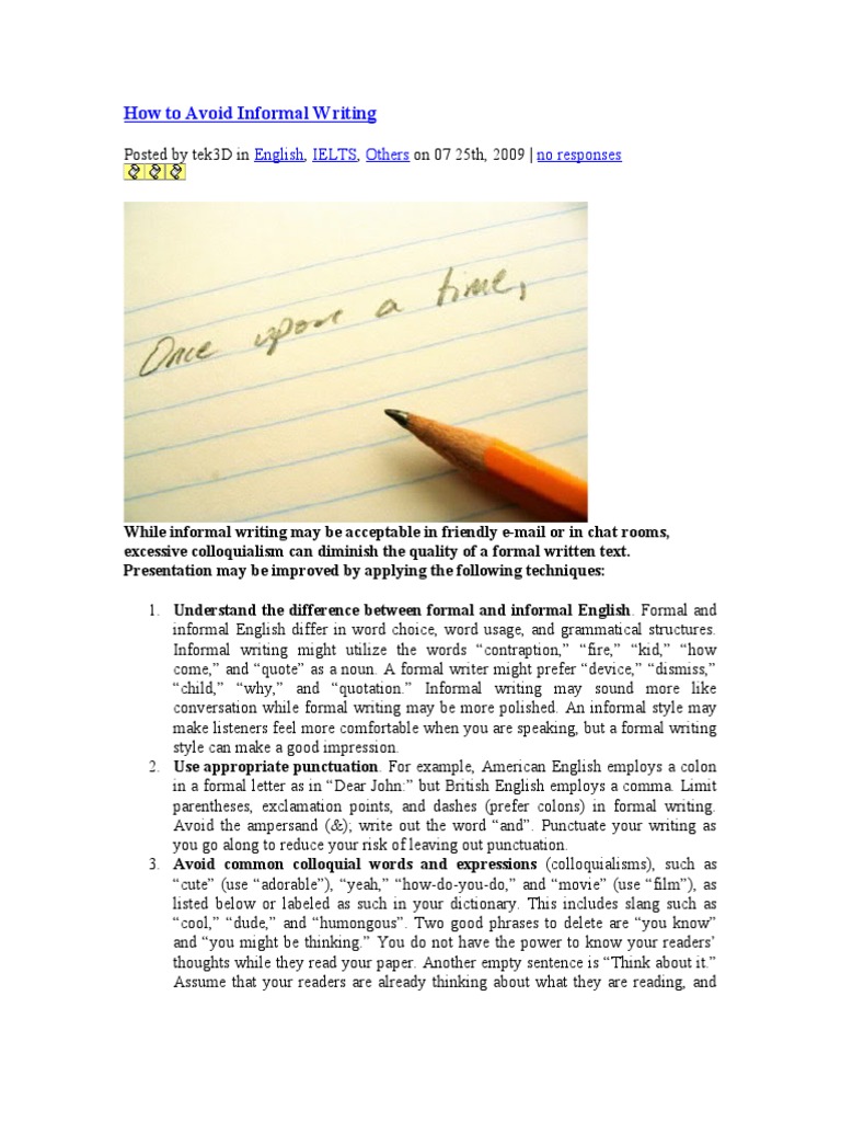 How To Avoid Informal Writing | PDF | Verb | Adverb