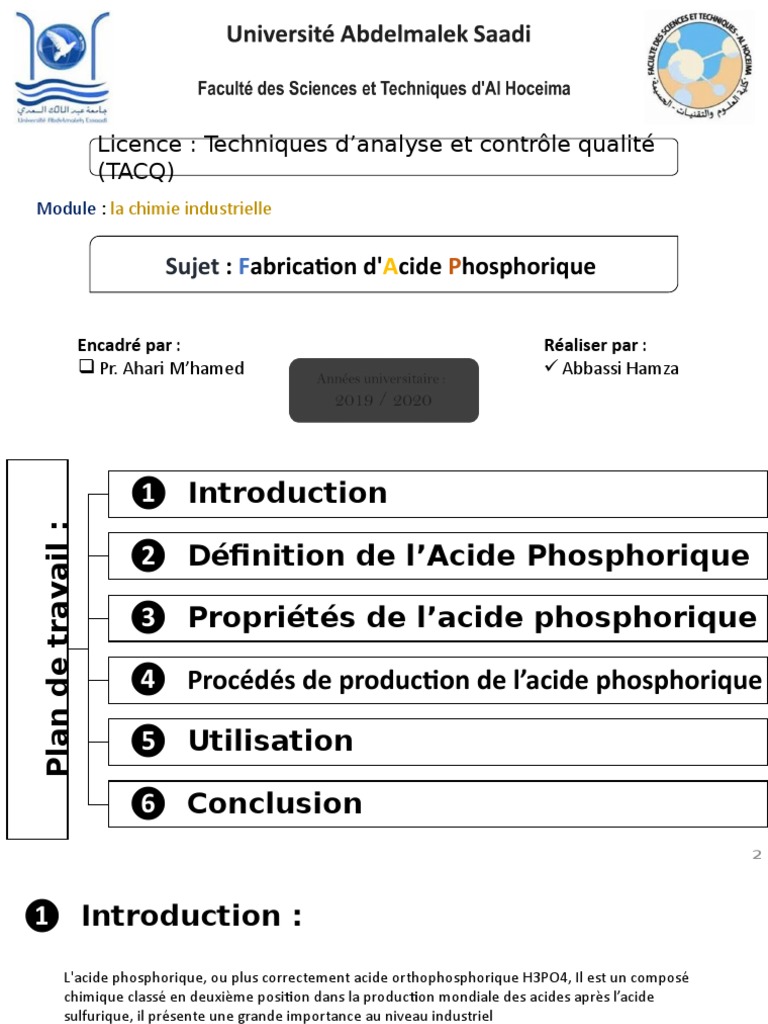 Fabrication D'acide Phosphorique | PDF | Acide phosphorique | Phosphate