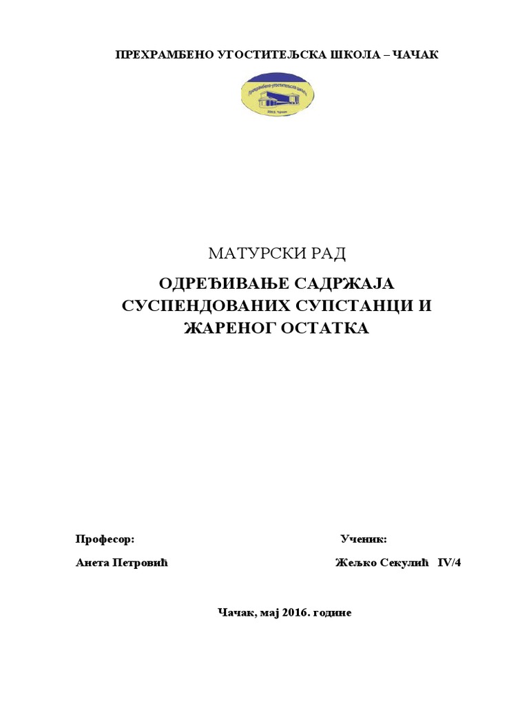 Maturski Rad OTPADNE VODE | PDF