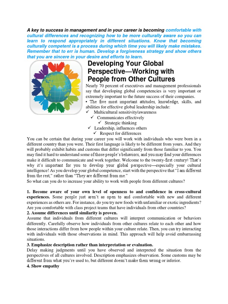 Developing Your Global Perspective - Working With People From Other ...