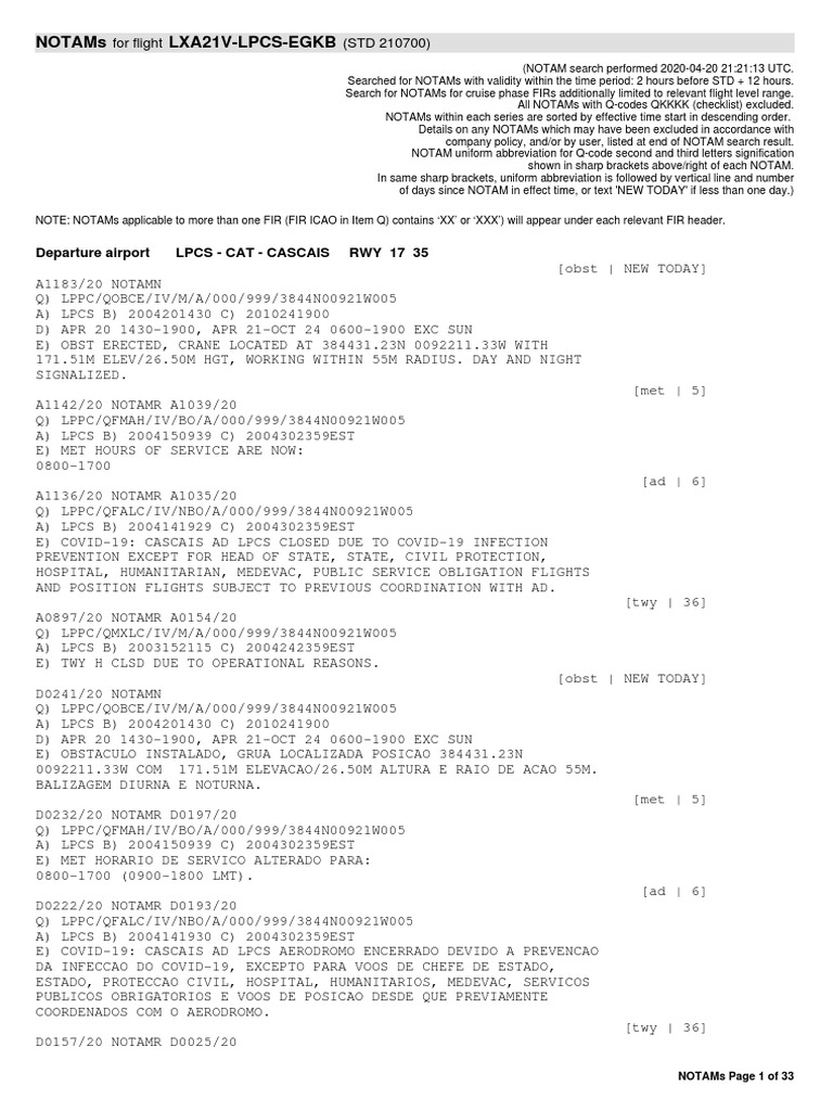 Notams | PDF | Transport | Aviation Safety
