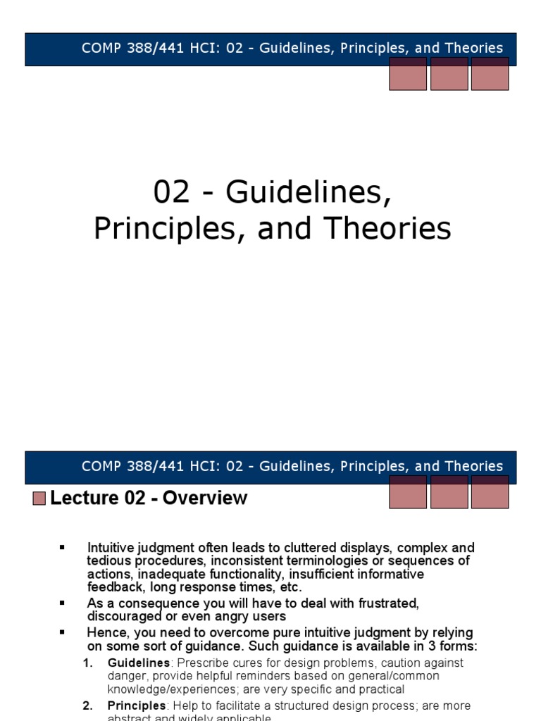 COMP 388/441 HCI: 02 - Guidelines, Principles, and Theories | Download ...